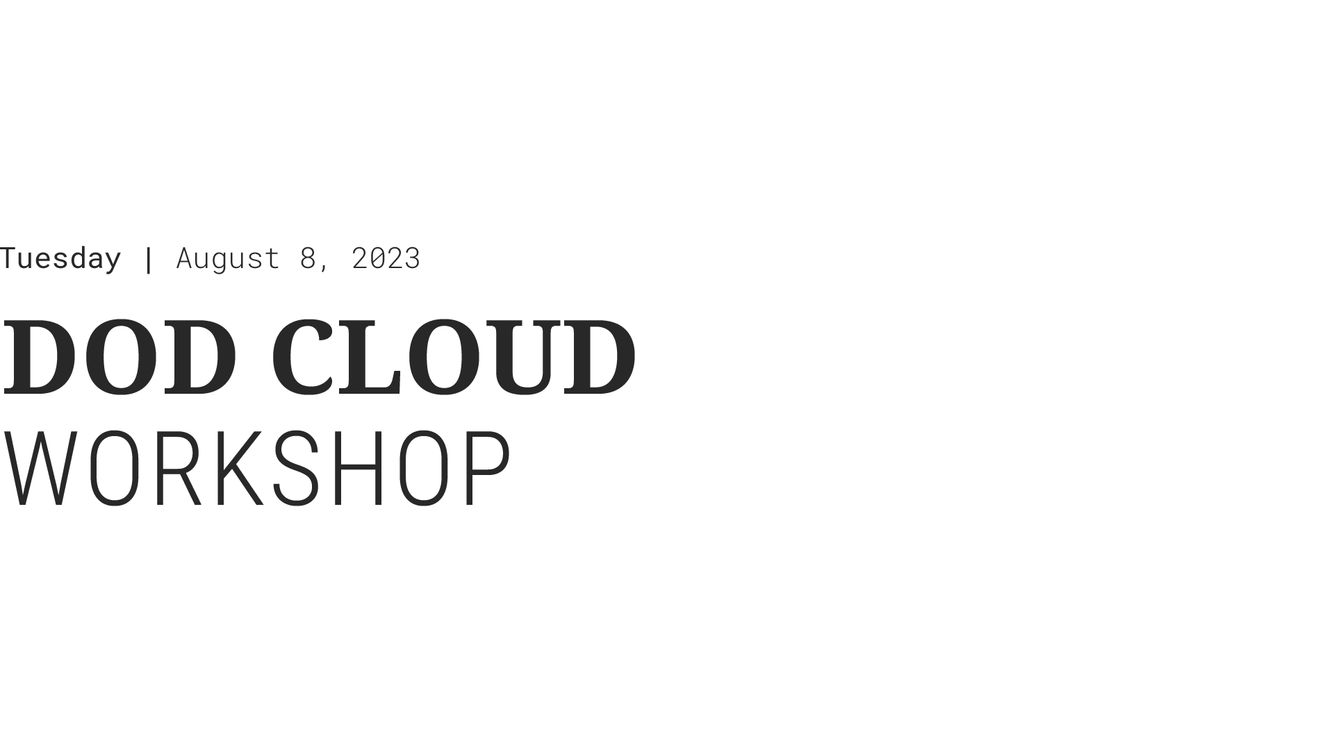 DOD Cloud Workshop - Registration